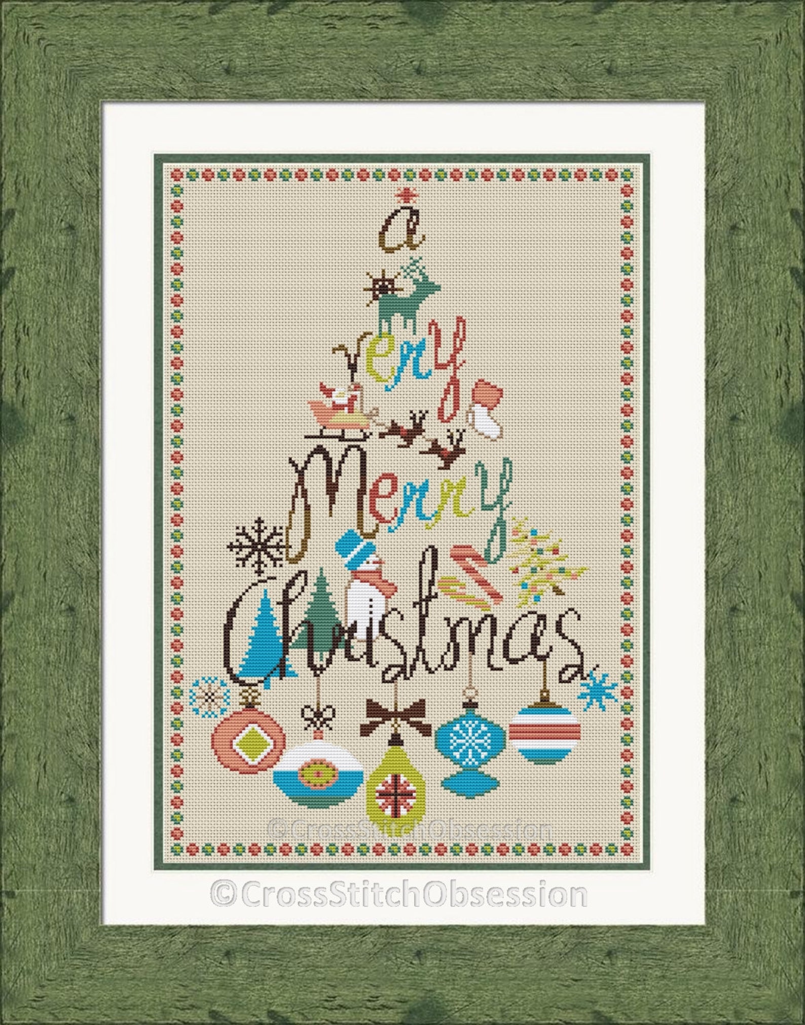 Christmas Cross Stitch Pattern merry Christmas. A - Etsy
