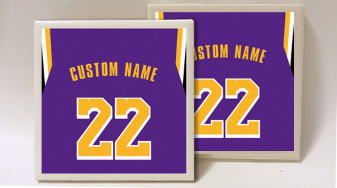 Los Angeles Lakers Custom Name Designed Purple Set of 2 Ceramic Tile ...