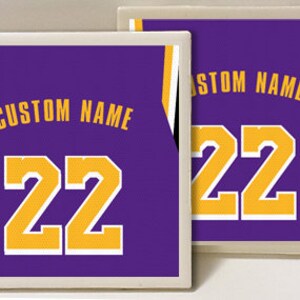 Los Angeles Lakers Custom Name Designed Purple Set of 2 Ceramic Tile ...
