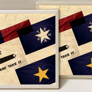 Texas Flag History Republic Set of 2 Ceramic Tile Coasters - Etsy