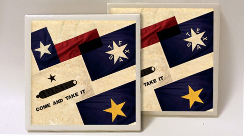 Texas Flag History Republic Set of 2 Ceramic Tile Coasters - Etsy