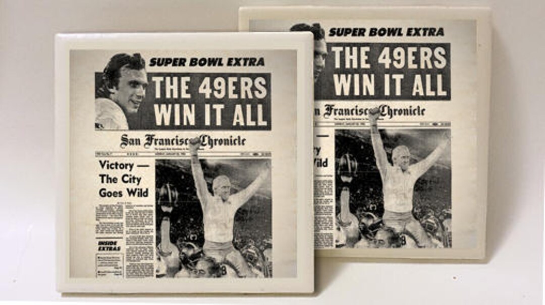 San Francisco 49ers Super Bowl Champion Set of 2 Ceramic Tile Coasters ...