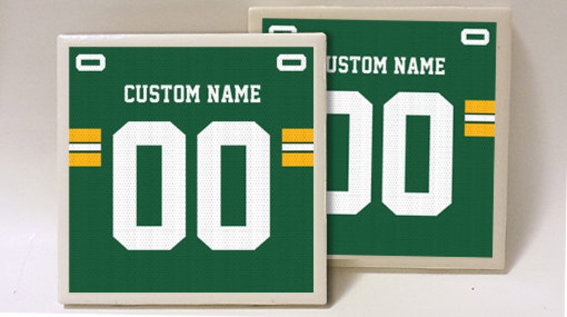 Green Bay Packers Custom Name Set of 2 Ceramic Tile Coasters - Etsy