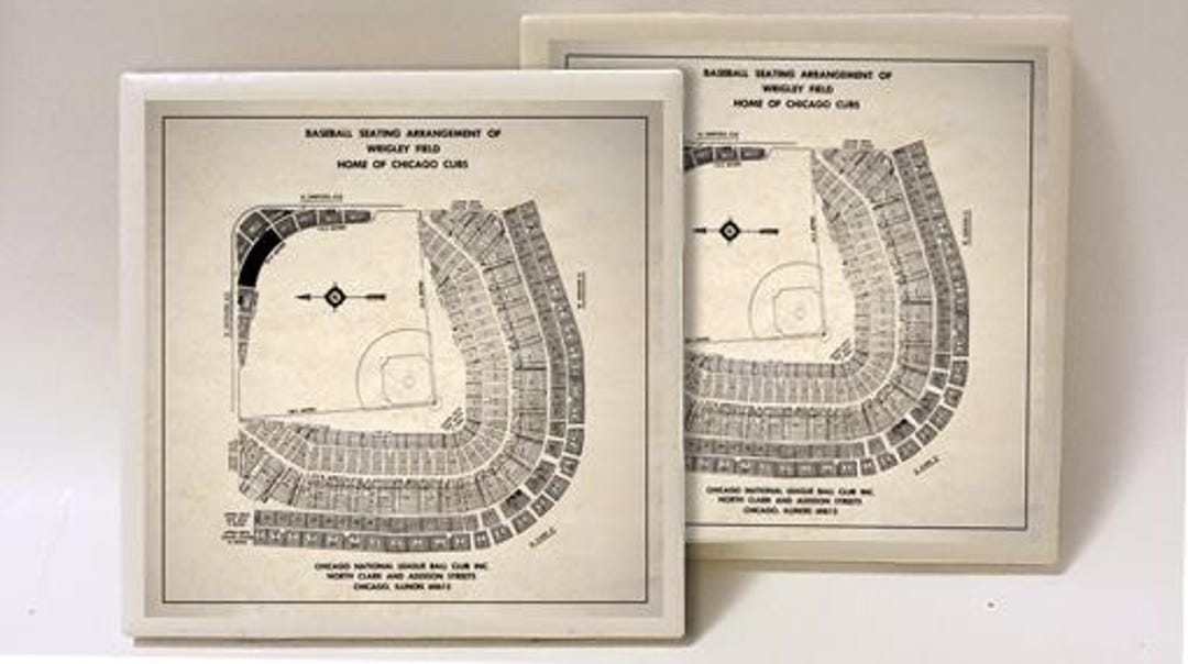 Chicago Cubs Wrigley Field Seating Chart Set of 2 Ceramic Tile Coasters ...