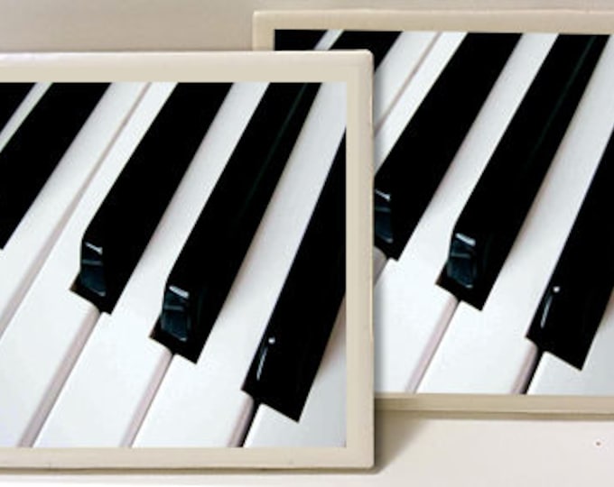 Piano Keyboard Music Keys Set of 2 Ceramic Tile Coasters - Etsy