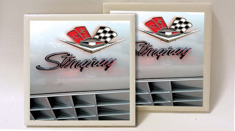Chevy Corvette Stingray Emblem Logo Set of 2 Ceramic Tile Coasters - Etsy