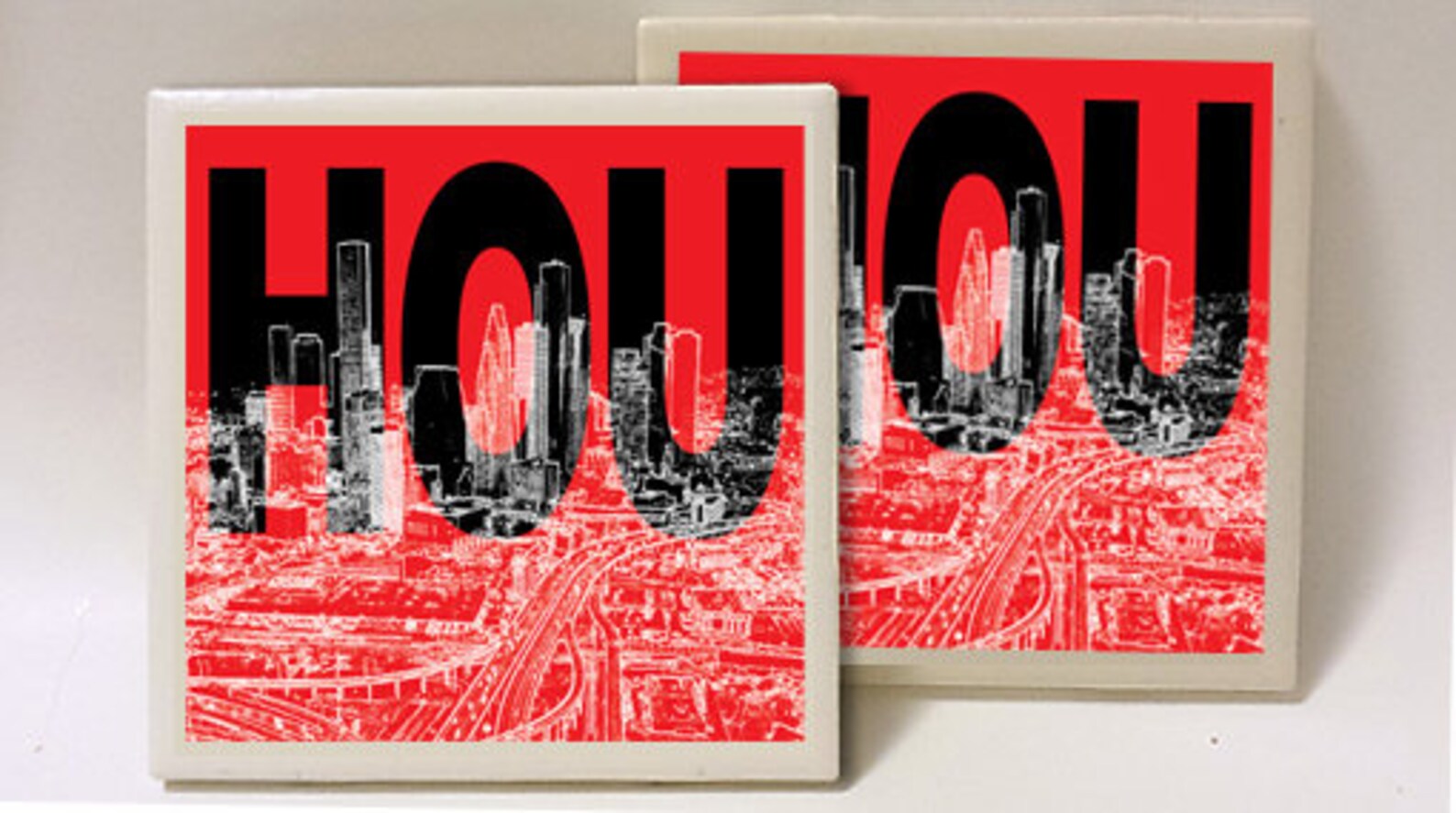 Houston Texas Skyline Downtown Set of 2 Ceramic Tile Coasters - Etsy