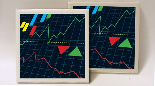Stock Market Ticker Trader Set of 2 Ceramic Tile Coasters - Etsy