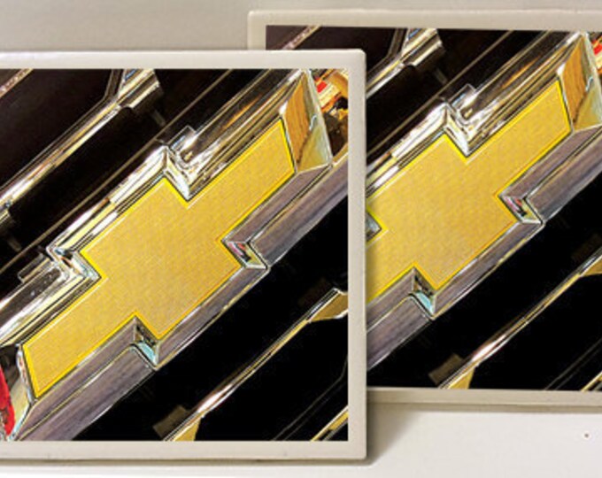 Chevy Front Grill Logo Set of 2 Ceramic Tile Coasters - Etsy