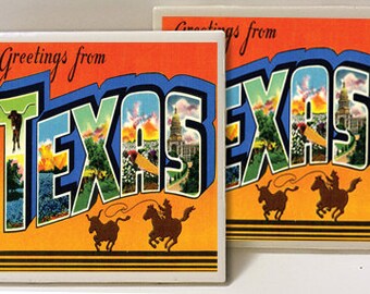 Texas Flag History Republic Set of 2 Ceramic Tile Coasters | Etsy