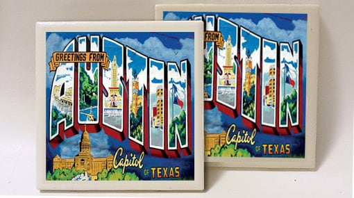 Austin Texas Greeting Sign Set of 2 Ceramic Tile Coasters - Etsy