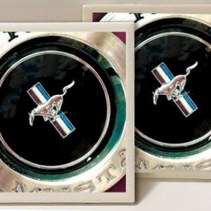 Ford Mustang Gas Cap Logo Set of 2 Ceramic Tile Coasters - Etsy