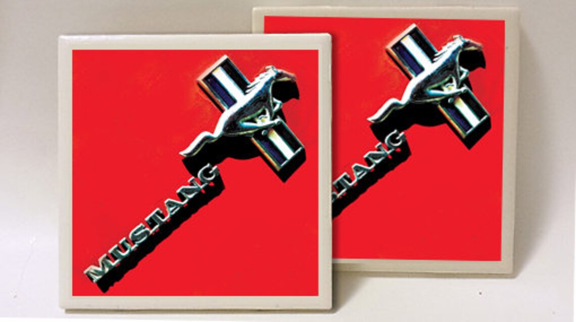 Ford Mustang Classic Logo Set of 2 Ceramic Tile Coasters - Etsy
