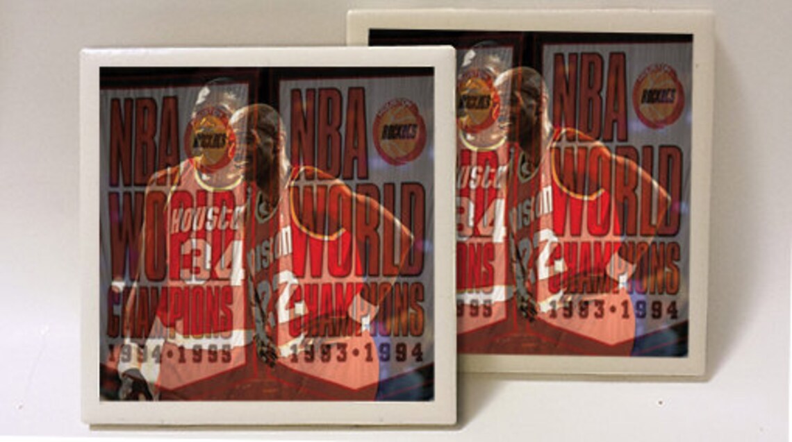 Houston Rockets Olajuwon Drexler NBA Championship Banners Toyota Center ...