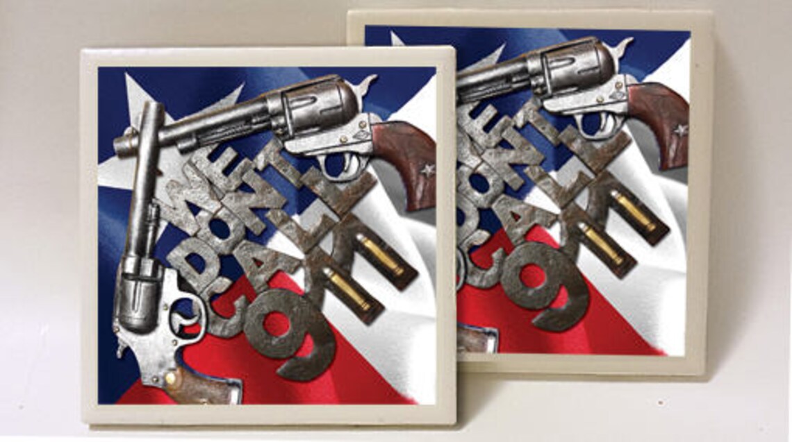 Texas Flag Guns 911 Design Set of 2 Ceramic Tile Coasters - Etsy
