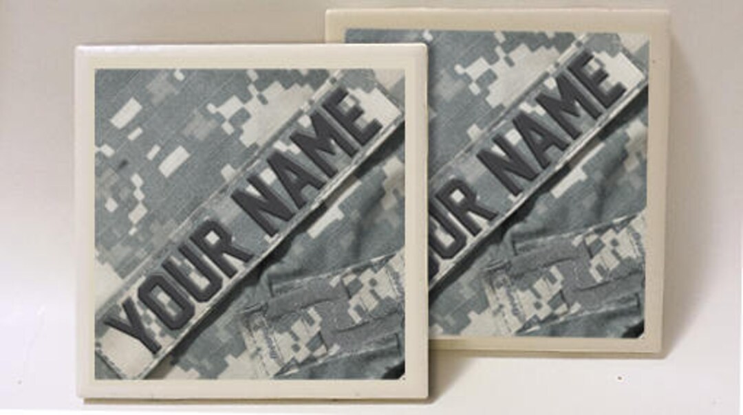 CUSTOM NAME US Army Marines Military Name Badge Image Set of 2 Ceramic ...