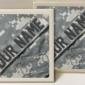 CUSTOM NAME US Army Marines Military Name Badge Image Set of 2 Ceramic ...