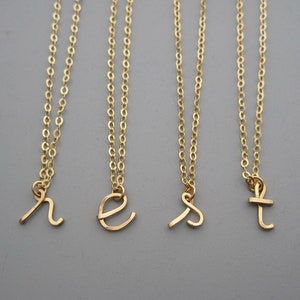 Gold Cursive Initial Necklace 14k Gold Filled Personalized - Etsy