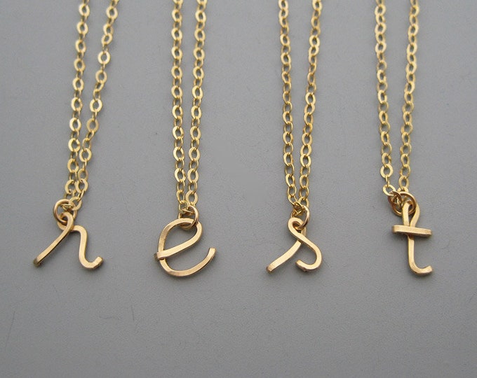 Gold Cursive Initial Necklace 14k Gold Filled Personalized Lowercase ...