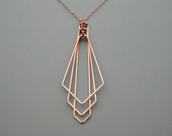 Rose Gold Statement Necklace, Art Deco Necklace, Minimalist Geometric ...