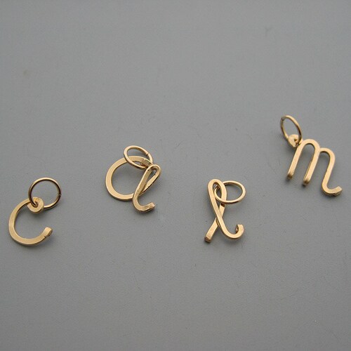 Gold Cursive Initial Necklace 14k Gold Filled Personalized Etsy