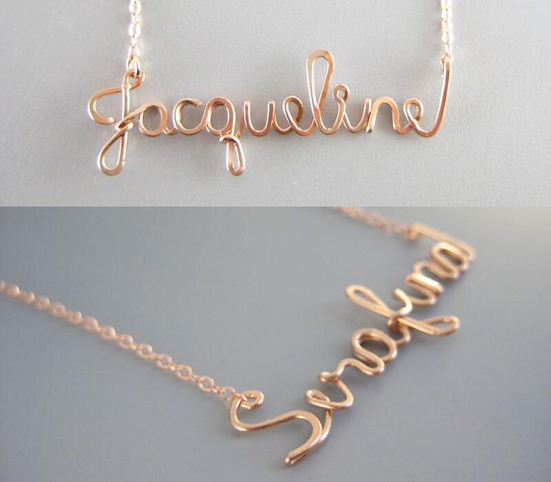 Rose Gold Name Necklace Personalized Cursive Name With | Etsy
