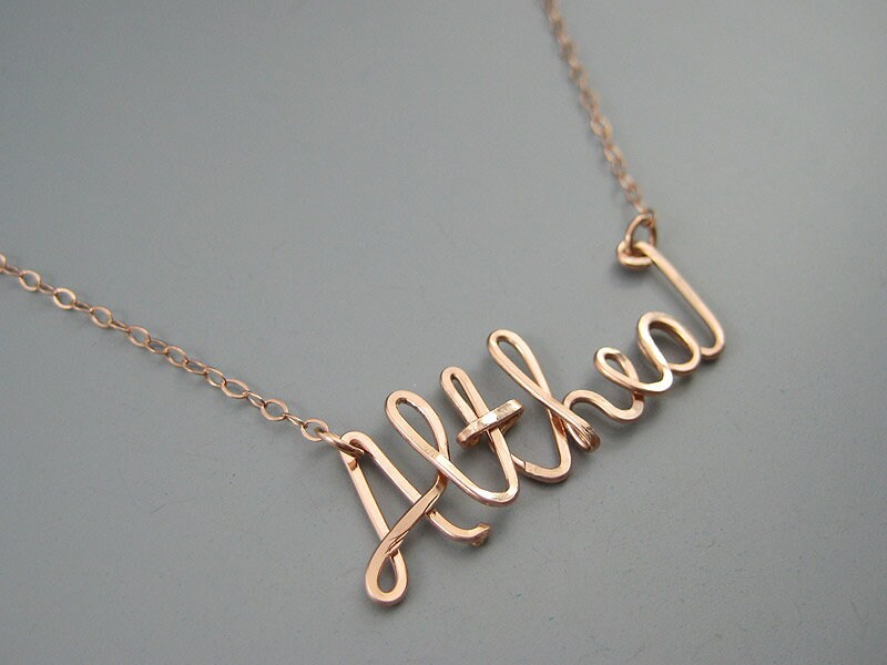 Rose Gold Name Necklace personalized cursive name with | Etsy