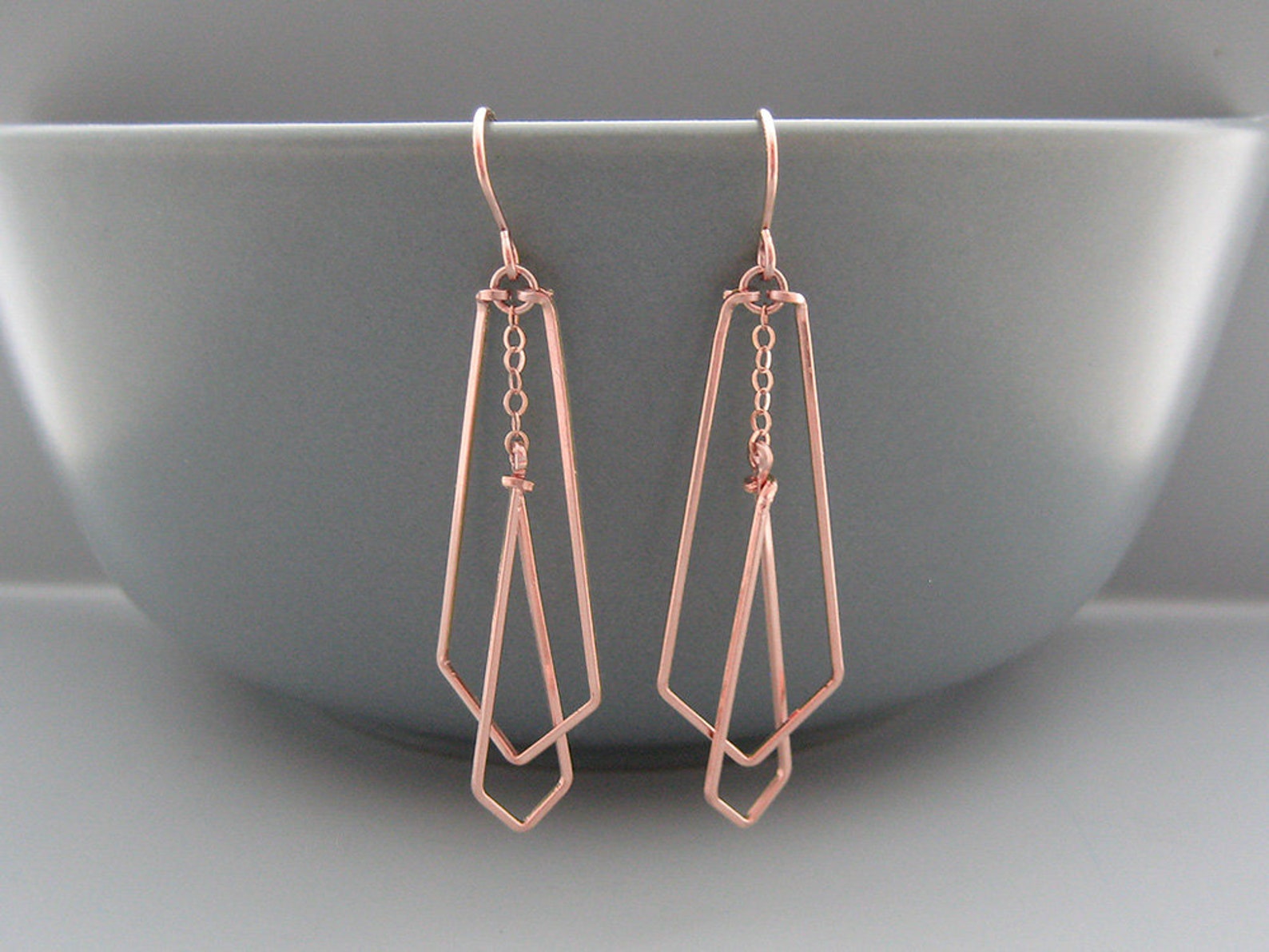 Rose Gold Geometric Earrings Art Deco Architecture Engineer - Etsy