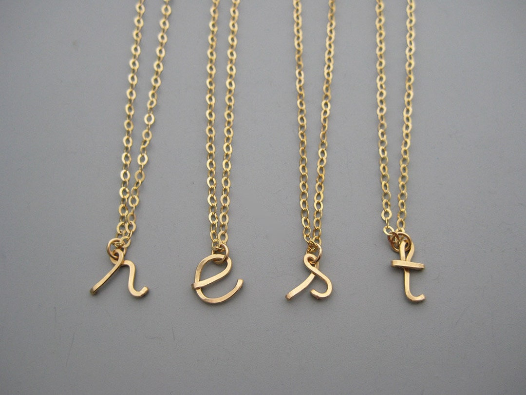 Gold Cursive Initial Necklace 14k Gold Filled Personalized - Etsy