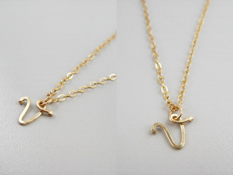 Gold Cursive Initial Necklace 14k gold filled personalized | Etsy