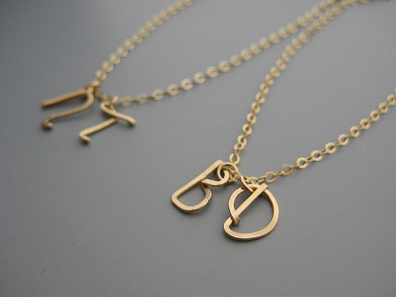 Double Initial Necklace Multiple Initial Necklace Gold - Etsy