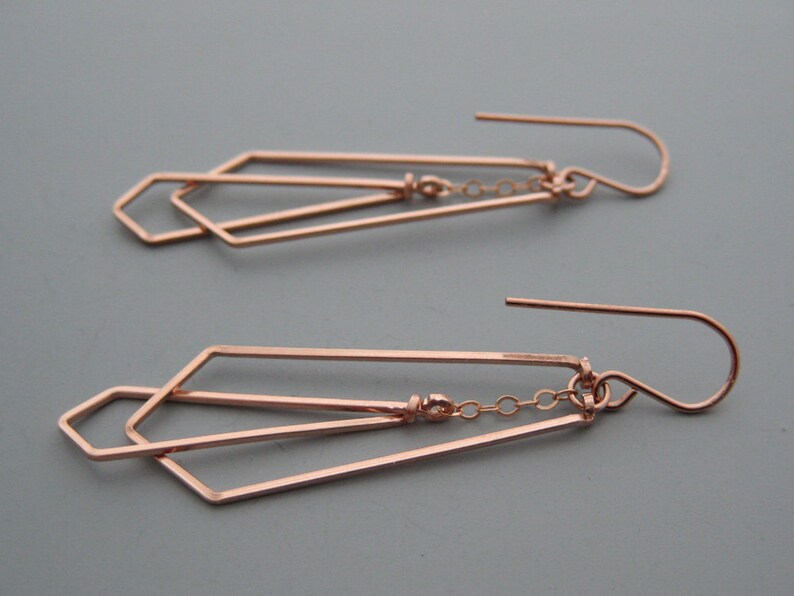 Rose Gold Geometric Earrings Art Deco Architecture Engineer - Etsy