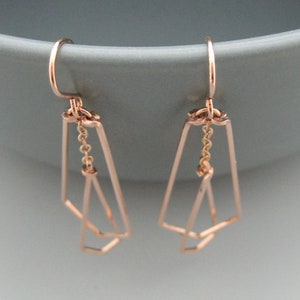 Rose Gold Geometric Earrings Art Deco Architecture Engineer - Etsy