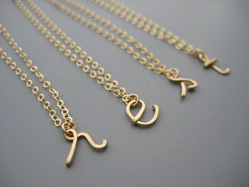 Gold Cursive Initial Necklace 14k gold filled personalized | Etsy