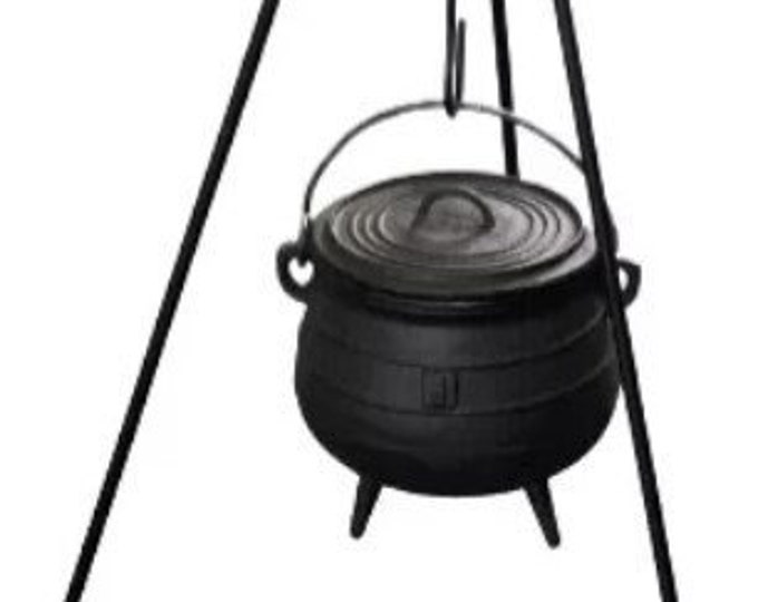 Caldero, Olla De Fundición 3 Patas 6 Litros Con Tapa Y Trípode, Caldero De Bruja Francés Antiguo ...