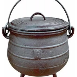 Caldero, Olla De Fundición 3 Patas 6 Litros Con Tapa Y Trípode, Caldero ...