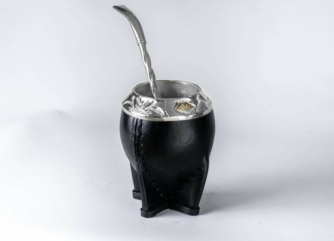 Mate de Calabaza Torpedo de Cuero Negro / Alpaca Artesanal - Etsy España