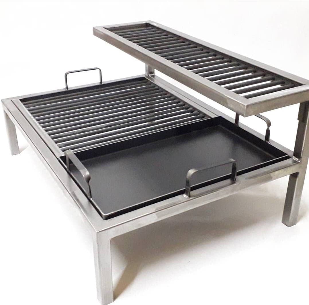 Argentine BBQ Grill & Fire Pit: Two-level Iron Asado Grill With Griddle ...