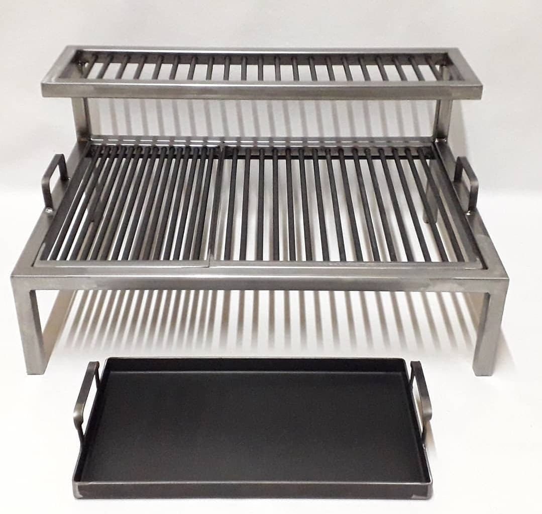 Argentine BBQ Grill & Fire Pit: Two-level Iron Asado Grill With Griddle ...