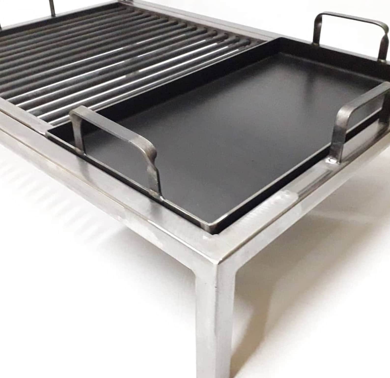 Argentine BBQ Grill & Fire Pit: Two-level Iron Asado Grill With Griddle ...