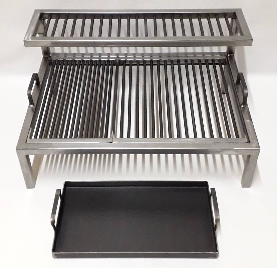 Argentine BBQ Grill & Fire Pit: Two-level Iron Asado Grill With Griddle ...
