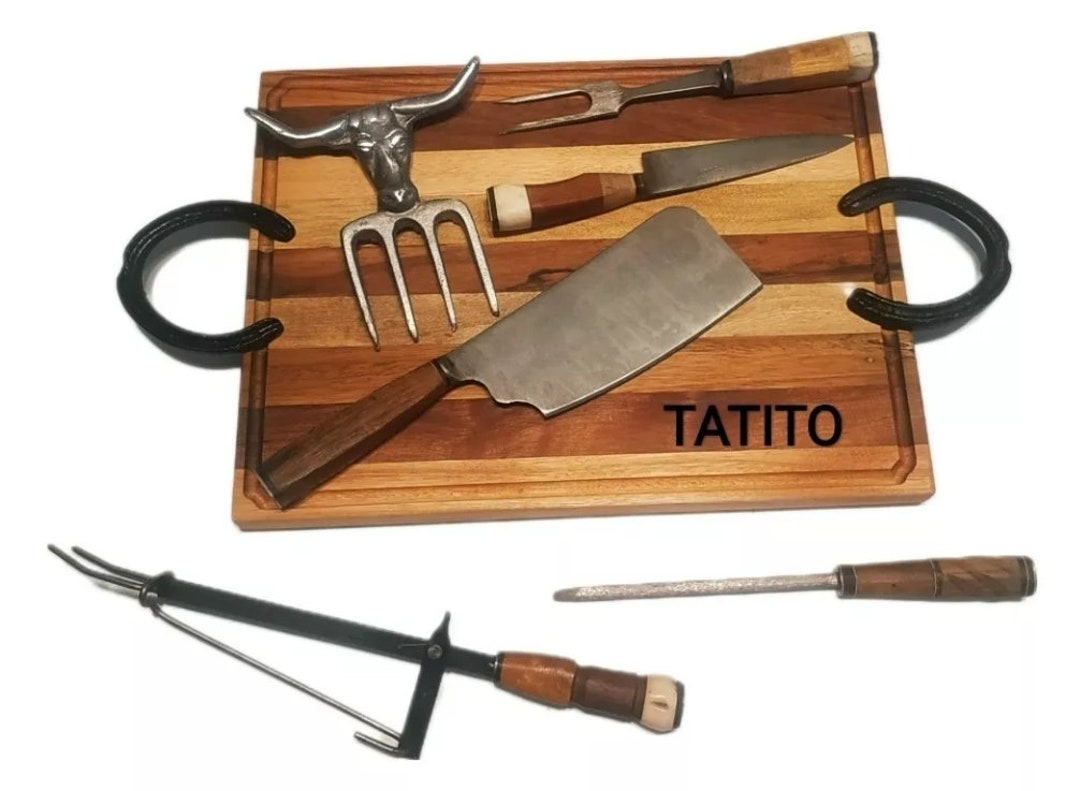 Personalized Hardwood BBQ Cutting Board & Serving Set - Charcuterie ...