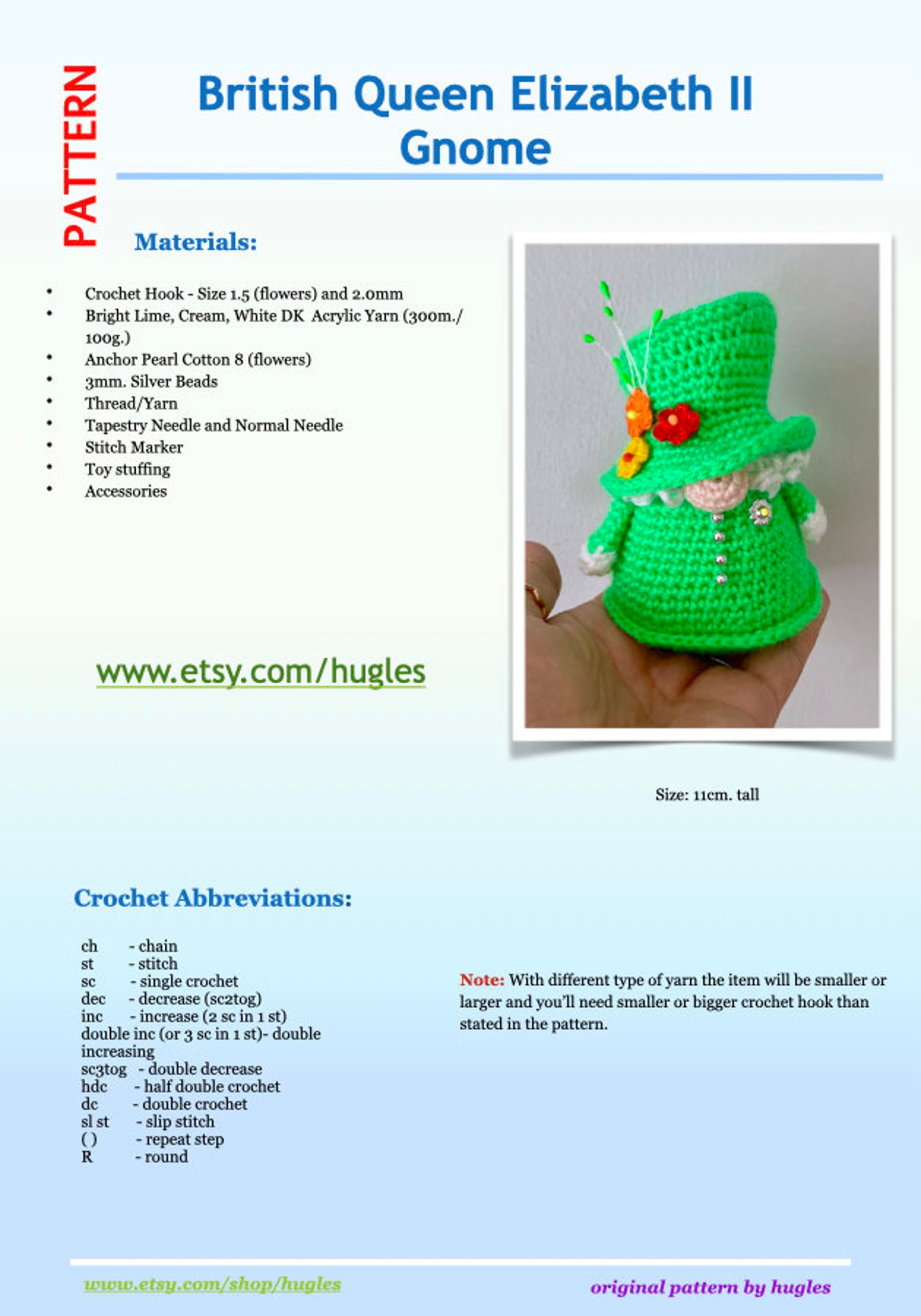 Queen Elizabeth II Gnome Crochet Pattern, British Queen Crochet Gnome ...