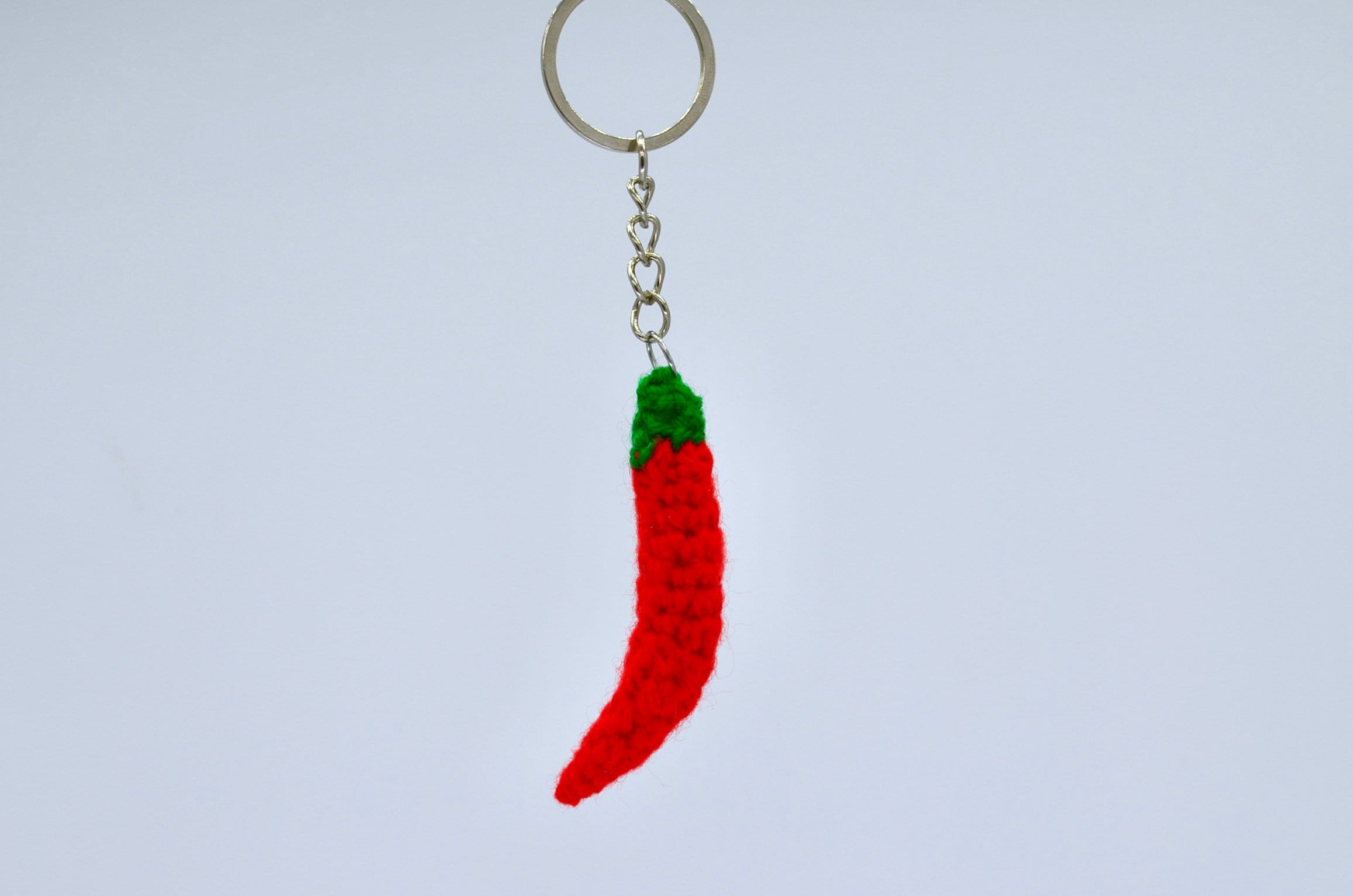 Crochet Chili Pepper Keychain, Chilli Pepper Charm, Keyring for ...