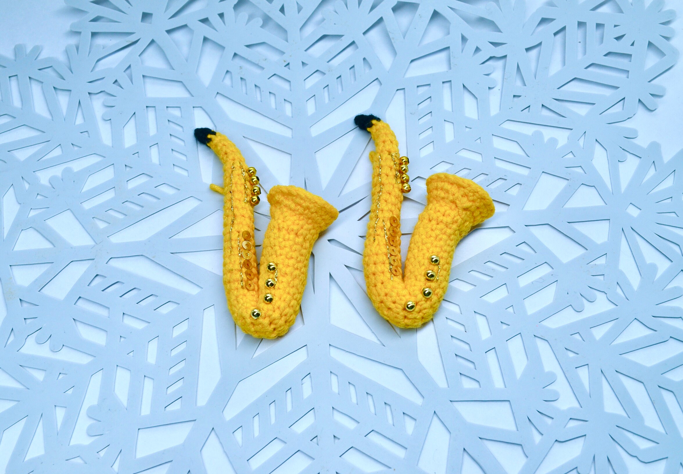 Saxophone Crochet Pattern, Crochet Christmas Ornament Pattern ...