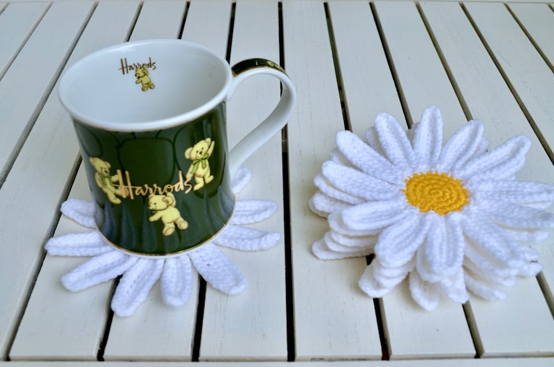 Daisy Coasters Crochet PATTERN Crochet Table Decor Pattern | Etsy