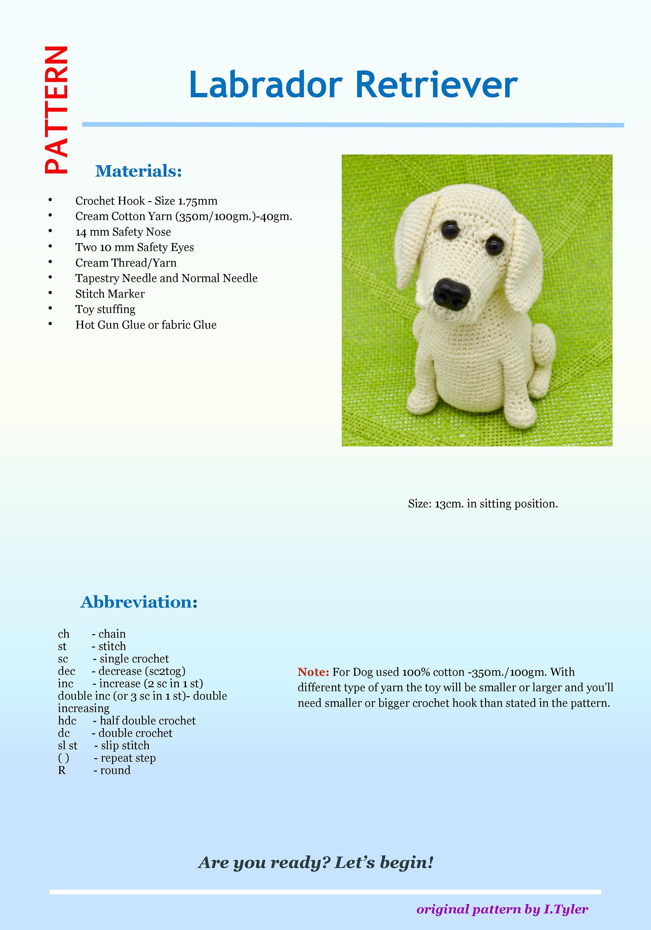 Labrador Retriever Crochet Pattern Crochet Labrador Pattern - Etsy UK