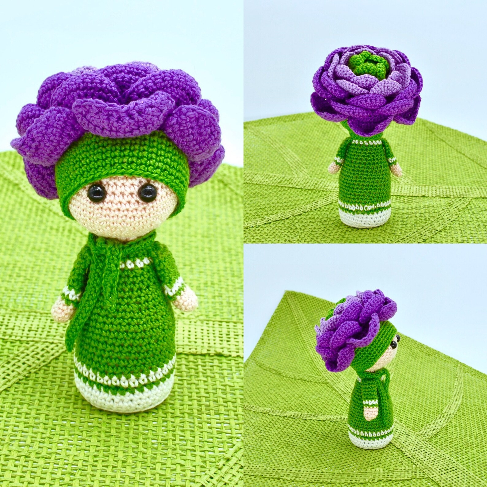 Crochet Doll Pattern, Ranunculus Amigurumi Doll Pattern - Flower Doll ...