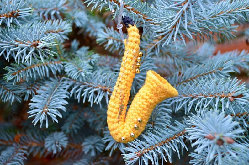 Saxophone Crochet Pattern, Crochet Christmas Ornament Pattern ...