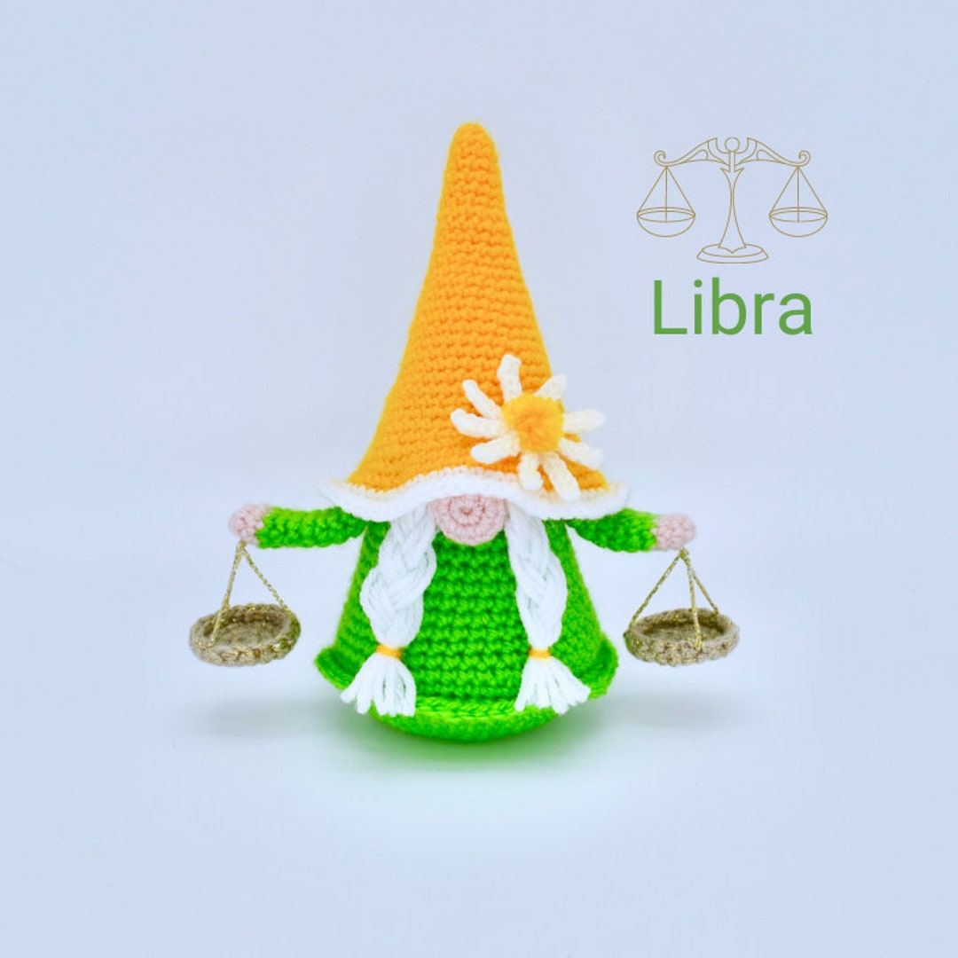 Crochet Libra Sign, Astrological Sign, Zodiac Sign Gnome Crochet ...
